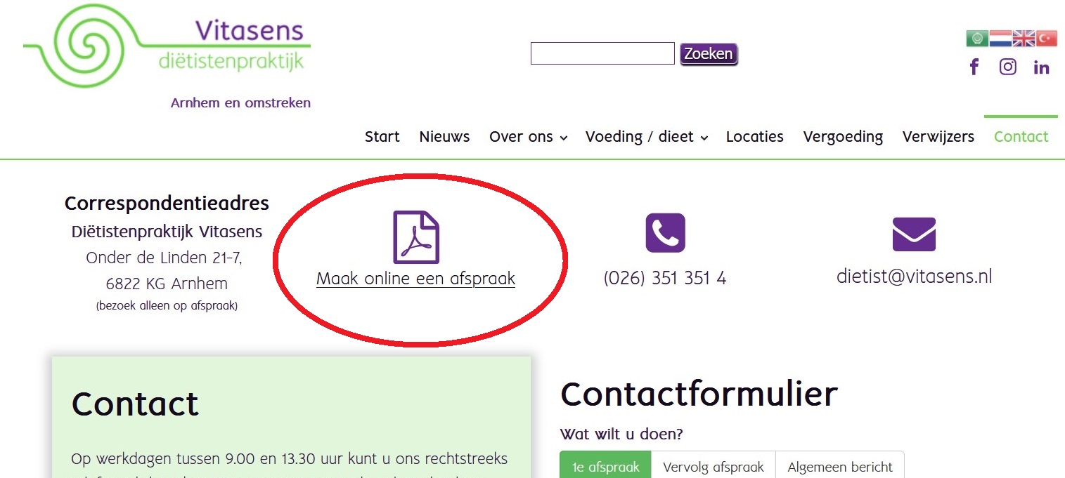 Zelf afspraken maken en verzetten - Diëtistenpraktijk Vitasens